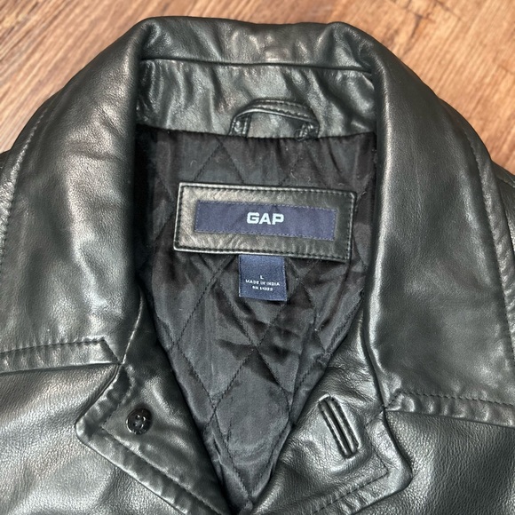 GAP | Jackets & Coats | Vintage Gap Mens Leather Jacket Black Button ...